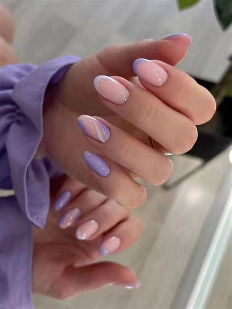 Melhoramento Teu Com 24 Peças Comprido Oval Rosa Roxo Francês Bloco De
