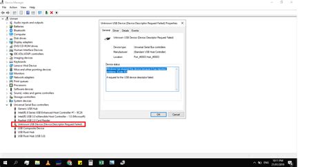 unknown usb device device descriptor request failed microsoft community