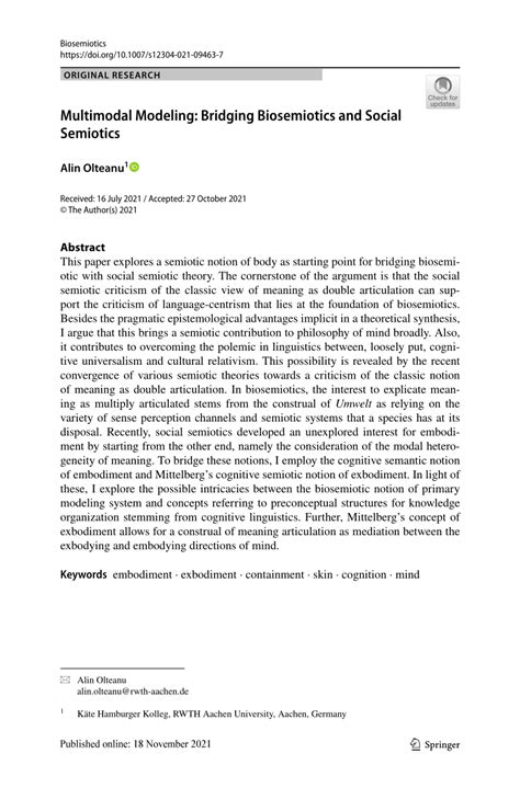 pdf multimodal modeling bridging biosemiotics and social semiotics