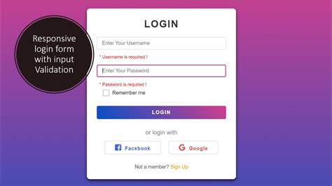 how to create a responsive login form with user input