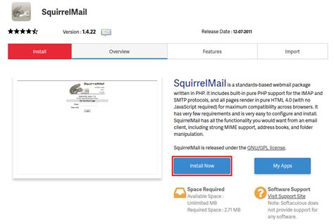 how to install squirrelmail with softaculous inmotion hosting support