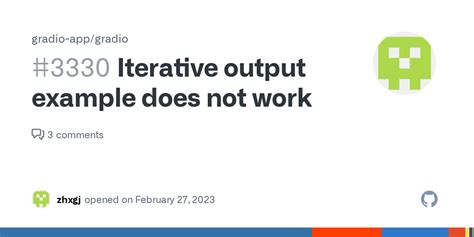 iterative output example does not work · issue 3330 · gradio app