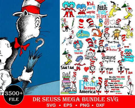 3500 Mega Dr Seuss Svg Bundle Layered Item Dr Seuss Quotes Cat In The