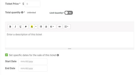 is it possible to set a specific date for event ticket
