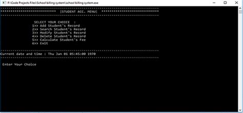 get school billing system in c programming with source code