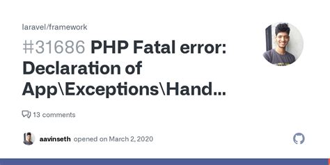 php fatal error declaration of app exceptions handler report