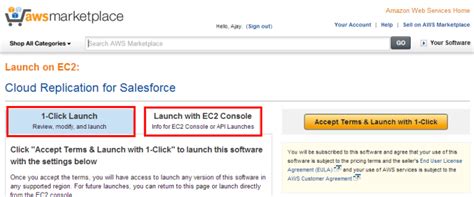 launch dbsync cloud replication for salesforce from aws marketplace