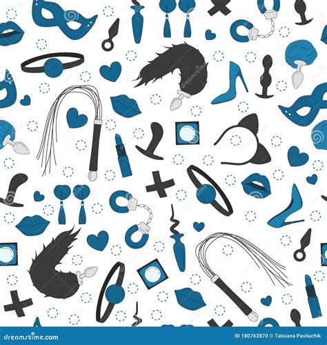 Vector Seamless Pattern Bdsm Colored Icon Of Intimate Toys Sex Shop