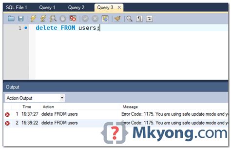 Delete Data From Table Mysql Workbench