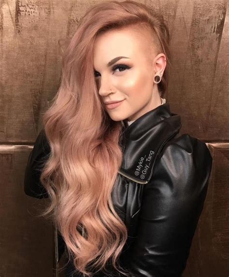 Half Shaved Head With Mermaid Waves Half Shaved Head Hairstyle Shaved