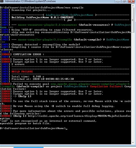 java why compile command failed in maven stack overflow