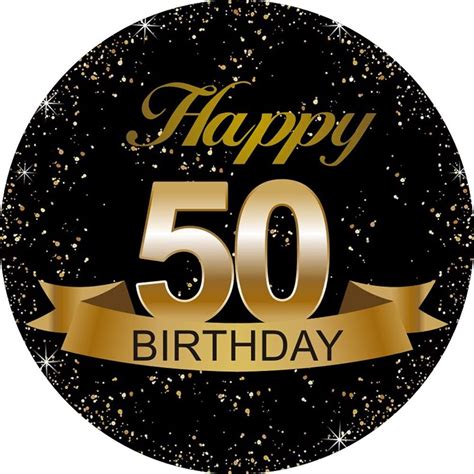 Fedyufook Black And Gold 50th Birthday Party Favor Stickers 2 Inches