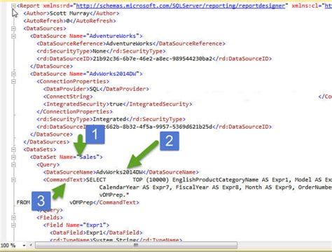 find tables columns or stored procedures used in a ssrs