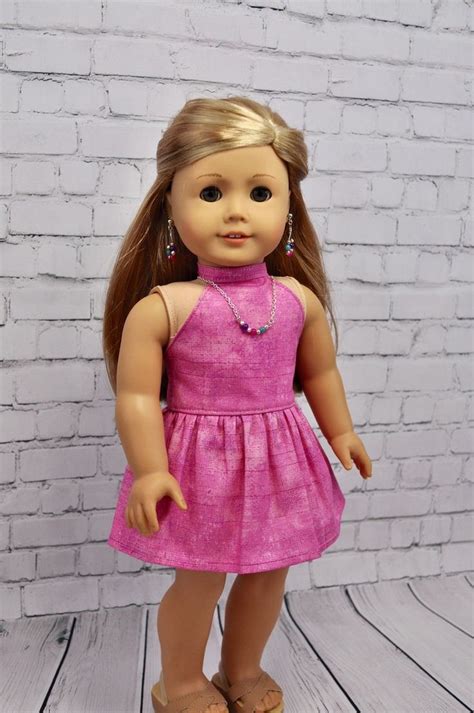 Dark Pink Halter Dress Fits Most 18 Inch Doll Such As American Etsy