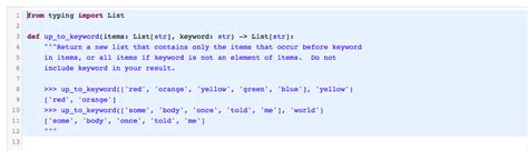 solved 1from typing import list 2 def up to keyword items
