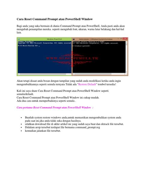 Cara Reset Command Prompt Atau Powershell Window Pdf