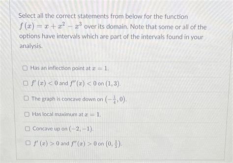 Solved Select All The Correct Statements From Below For The