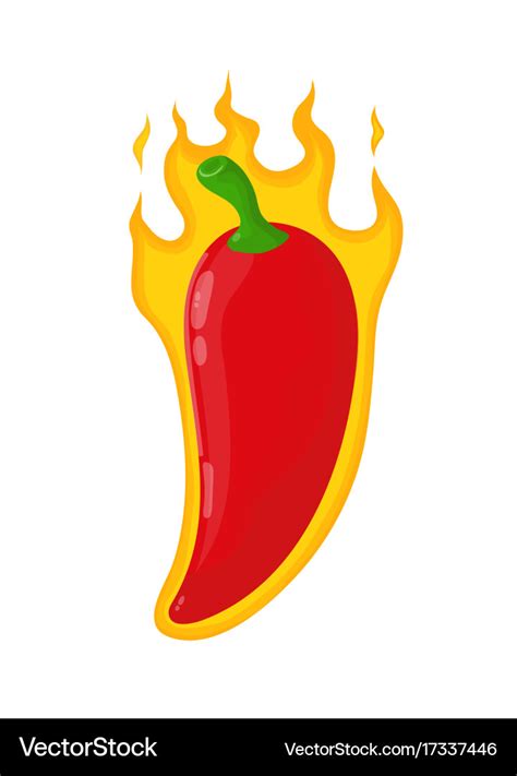 Burn Hot Angry Evil Chili Pepper In Fire Vector Image