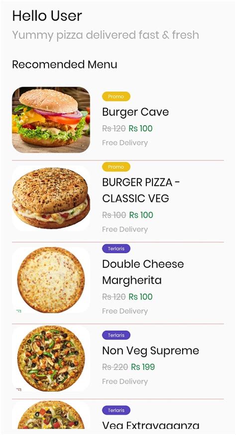 flutter pizza app with razorpay integration