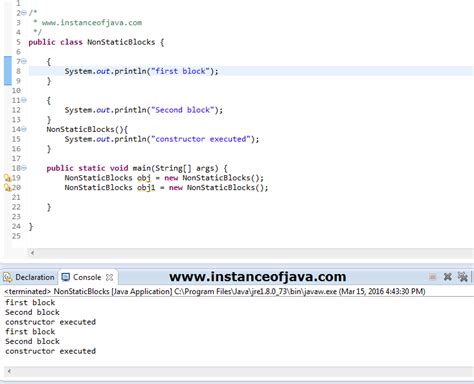 non static blocks in java example tutorial java