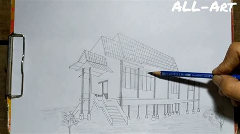 Cara Menggambar Rumah Adat Kalimantan Tengah How To Draw A Traditional
