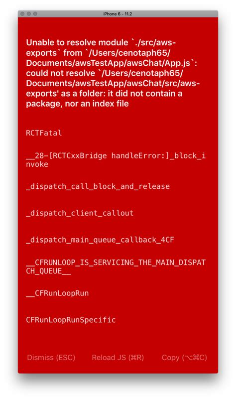 unable to resolve module ` src aws exports` in demo app