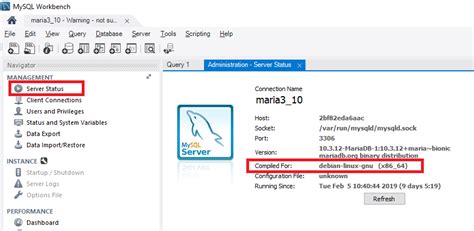 how to find operating system os that mariadb database runs on