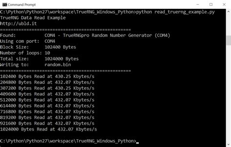 how to use truerngpro with python in windows 10 and linux