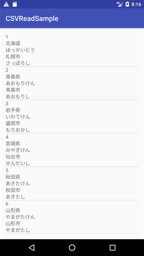 androidでcsvファイルを読み込んでリスト表示する android qiita