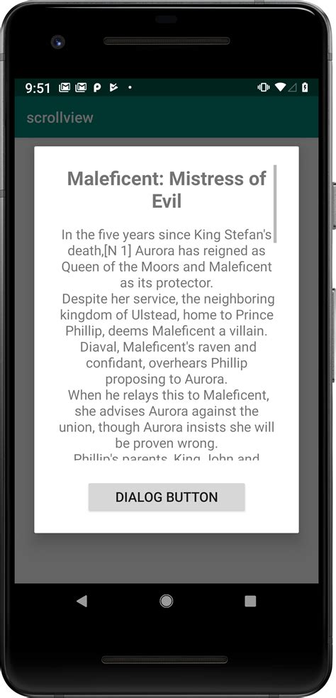 android scrollable layout in alert dialog with a button sticked to