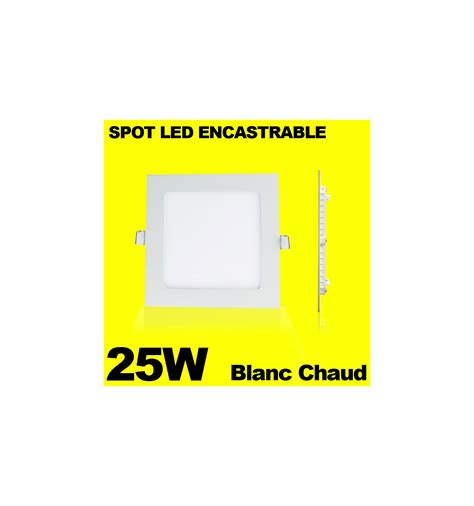 Spot Encastrable Led Carre Downlight Panel Extra Plat 25w Blanc Chaud