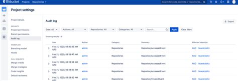 view and configure the audit log bitbucket data center and server 8