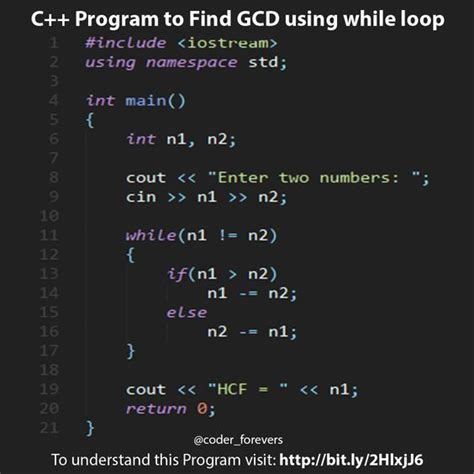 c program to find gcd coderforevers c example