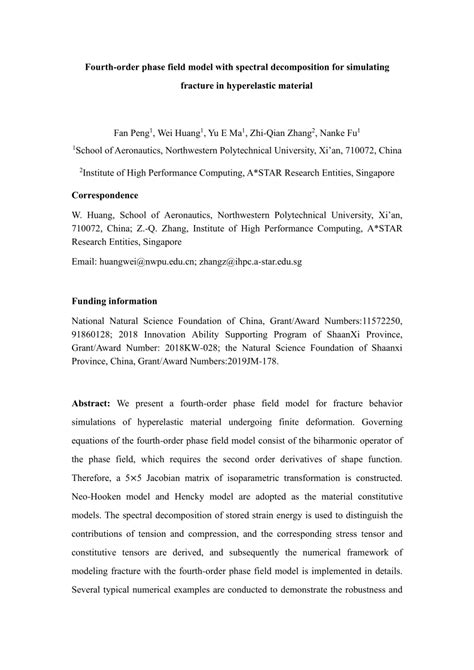Pdf Fourth Order Phase Field Model With Spectral Decomposition For