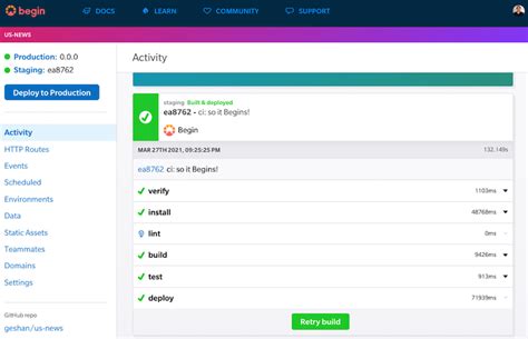 deploying a full stack node js react app for free with begin