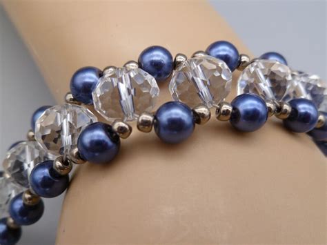 Royal Blue Pearl And Clear Crystal Right Angle Weave Raw Etsy