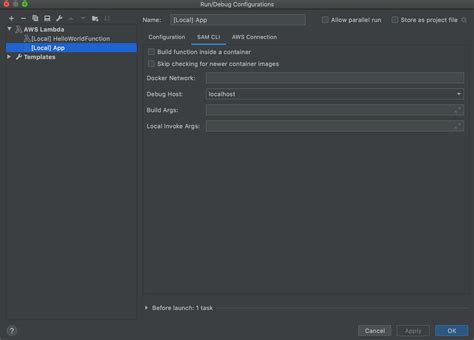 run debug configurations dialog box local function