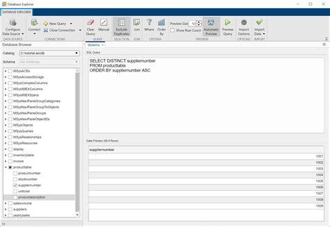 configure explore and import database data matlab mathworks australia