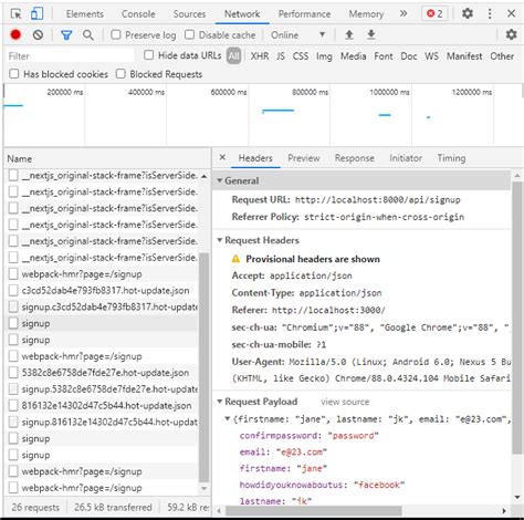 node js react post request to backend nodejs is