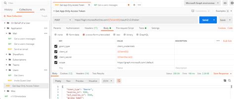 azure unable get messages via microsoft graph api in postman stack