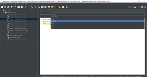 jmeter webdriver sampler don t have javascript for script language