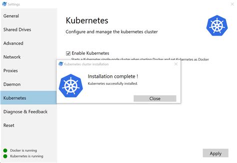 running kubernetes cluster in docker for windows on
