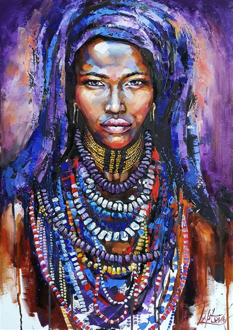Oriental Tale Abstract Woman Portrait Oil Ori Artfinder Black Art