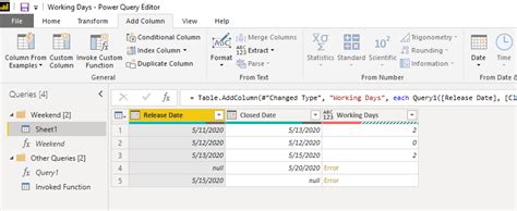 date ignoring blanks in power bi query invoke custom