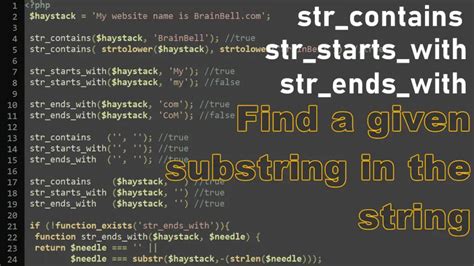 find a given substring in the string in php brainbell