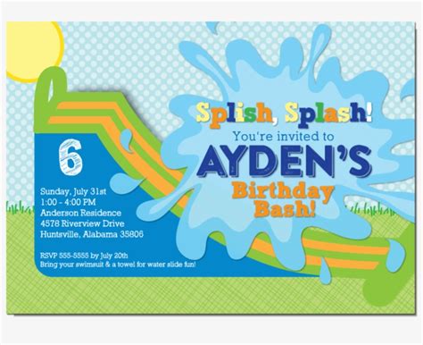 Water Park Birthday Invitations Template
