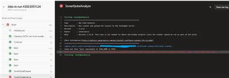 sonarqube running in azure devops error could not find java