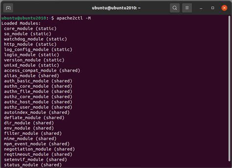 how to check which apache modules are enabled or loaded in linux