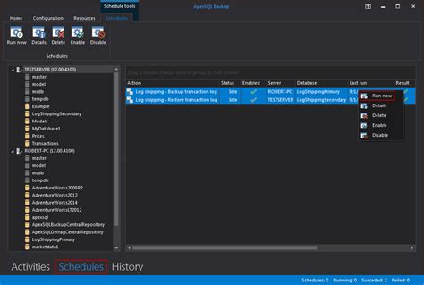 sql server database backup and restore job management