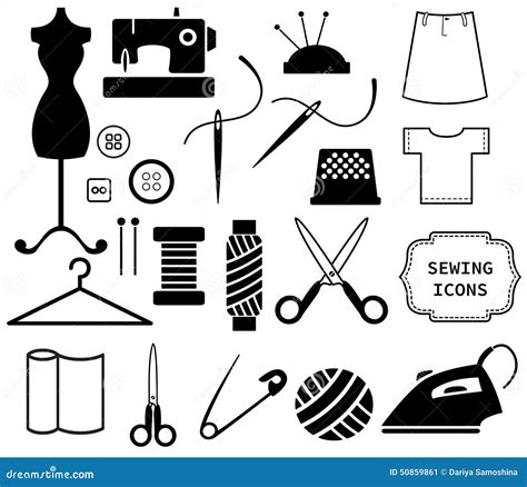 Sewing And Needlework Icons Stock Vector Illustration Of Clip